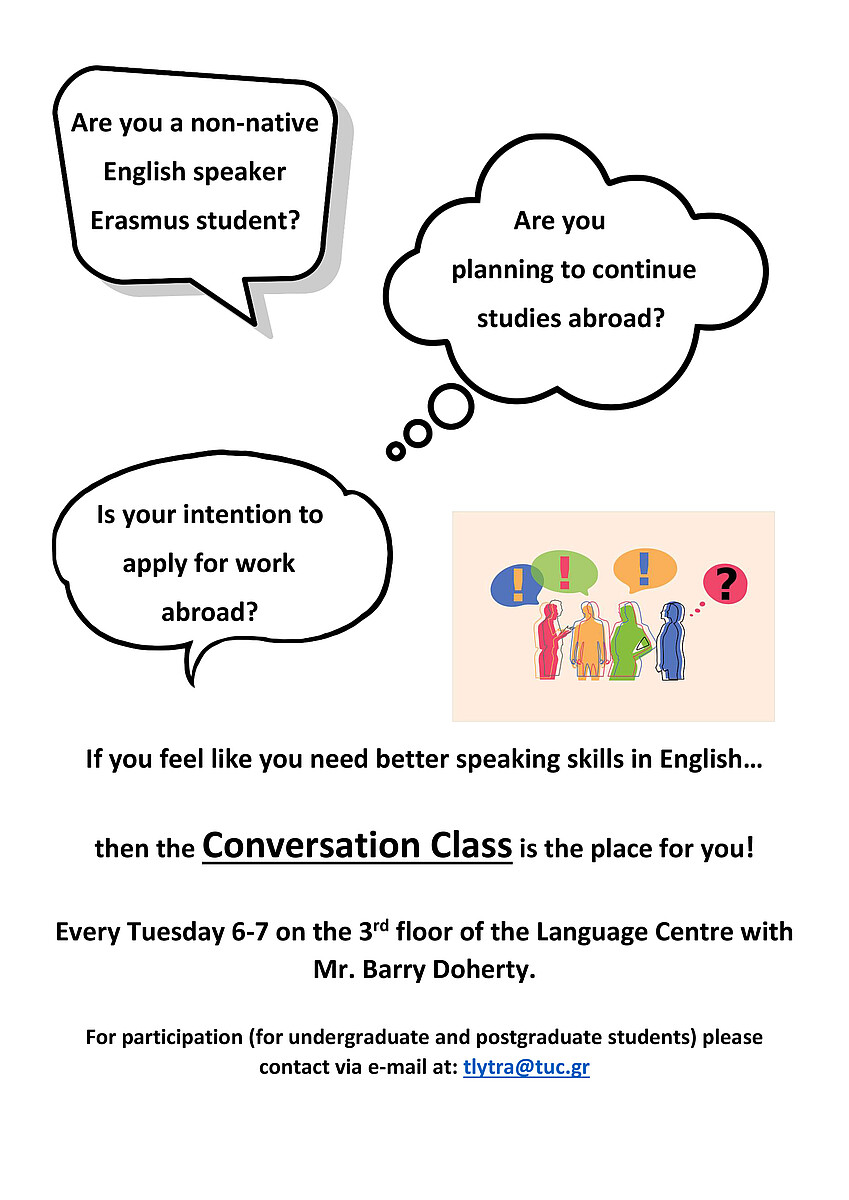 Conversation Class in English spring semester 2024-2025 - Language ...
